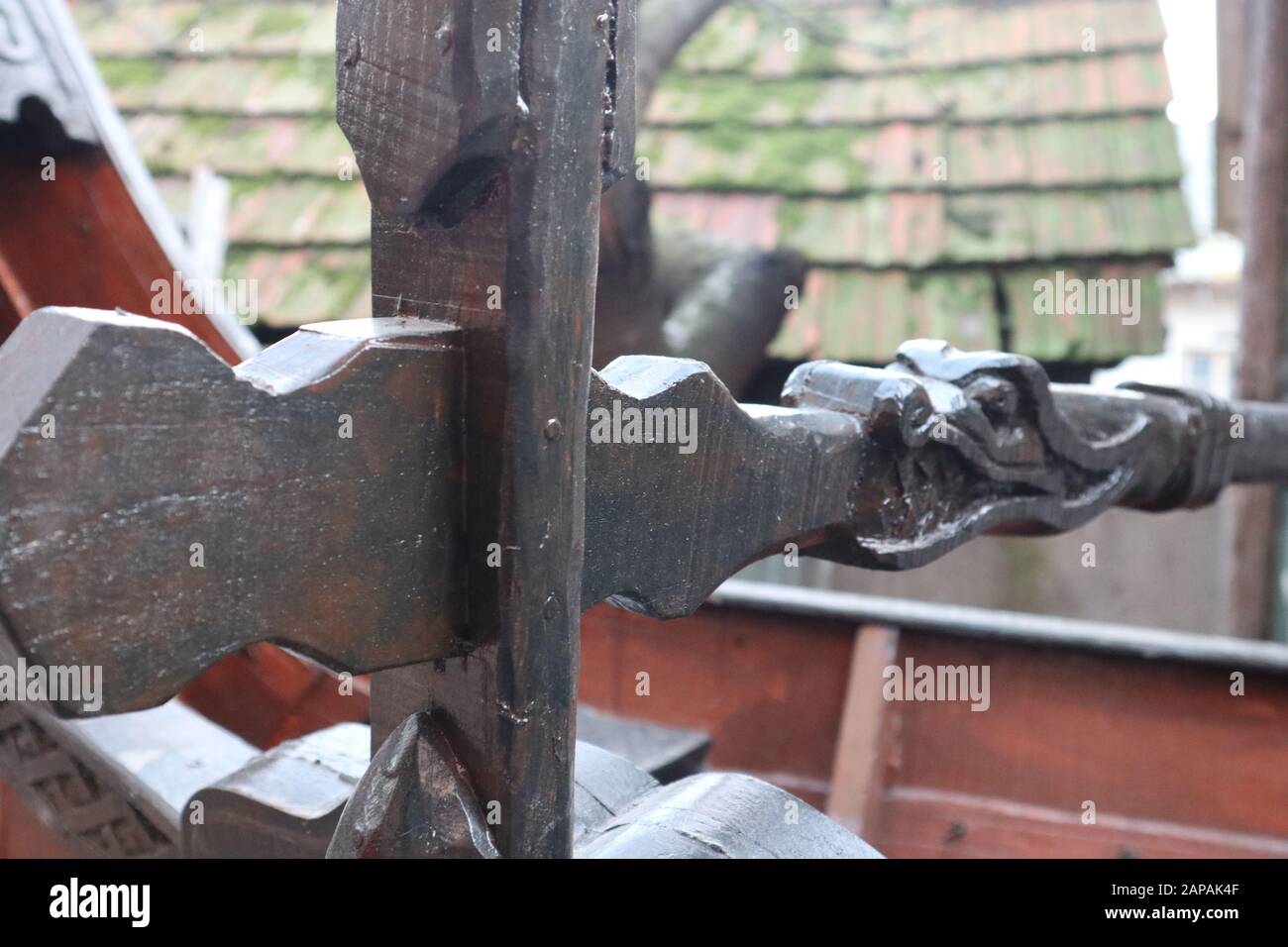 a large detailed and original wooden Viking ship Stock Photo - Alamy