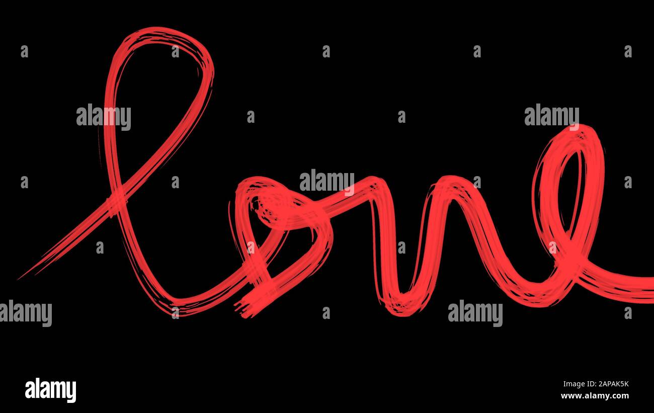 written love drawn with a brush, ideal footage to represent the concept ...
