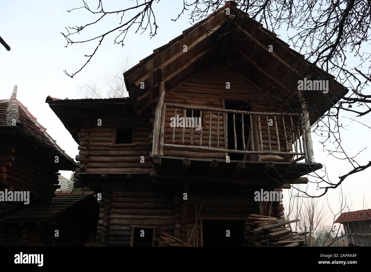 an old American wild west wooden hut Stock Photo - Alamy