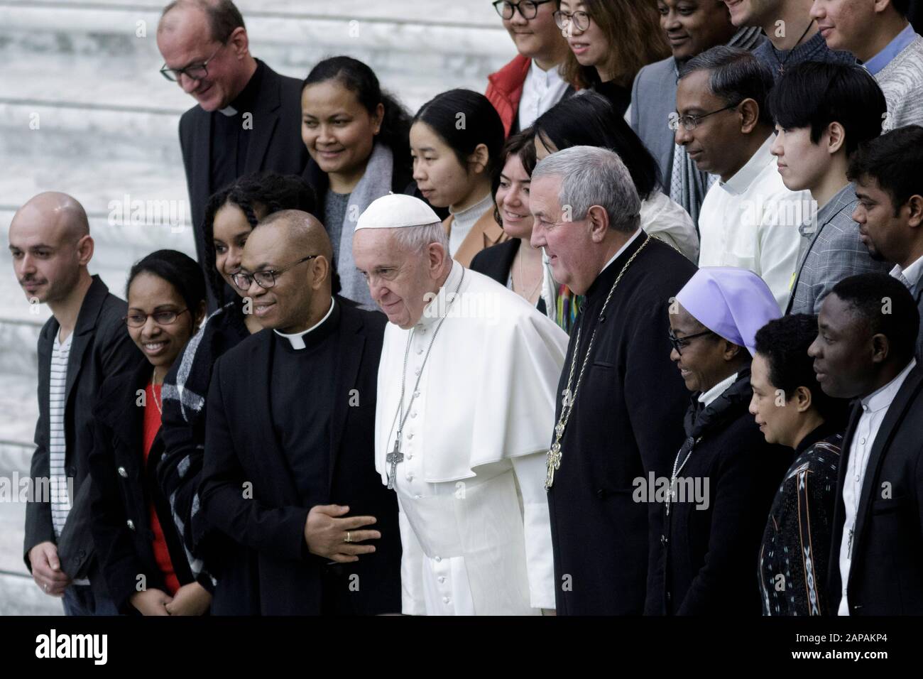 Pope Francis attends the weekly General Audience at the Paul VI Hall in ...