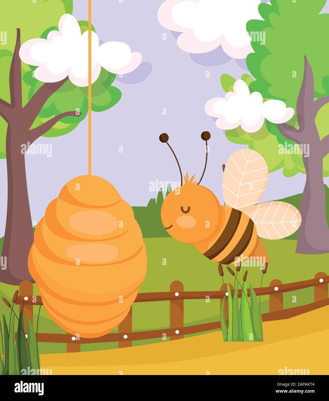 Cartoon Bee Hive In A Tree