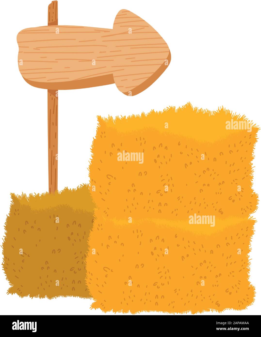 farm guide arrow in wooden and bale of hay vector illustration Stock ...