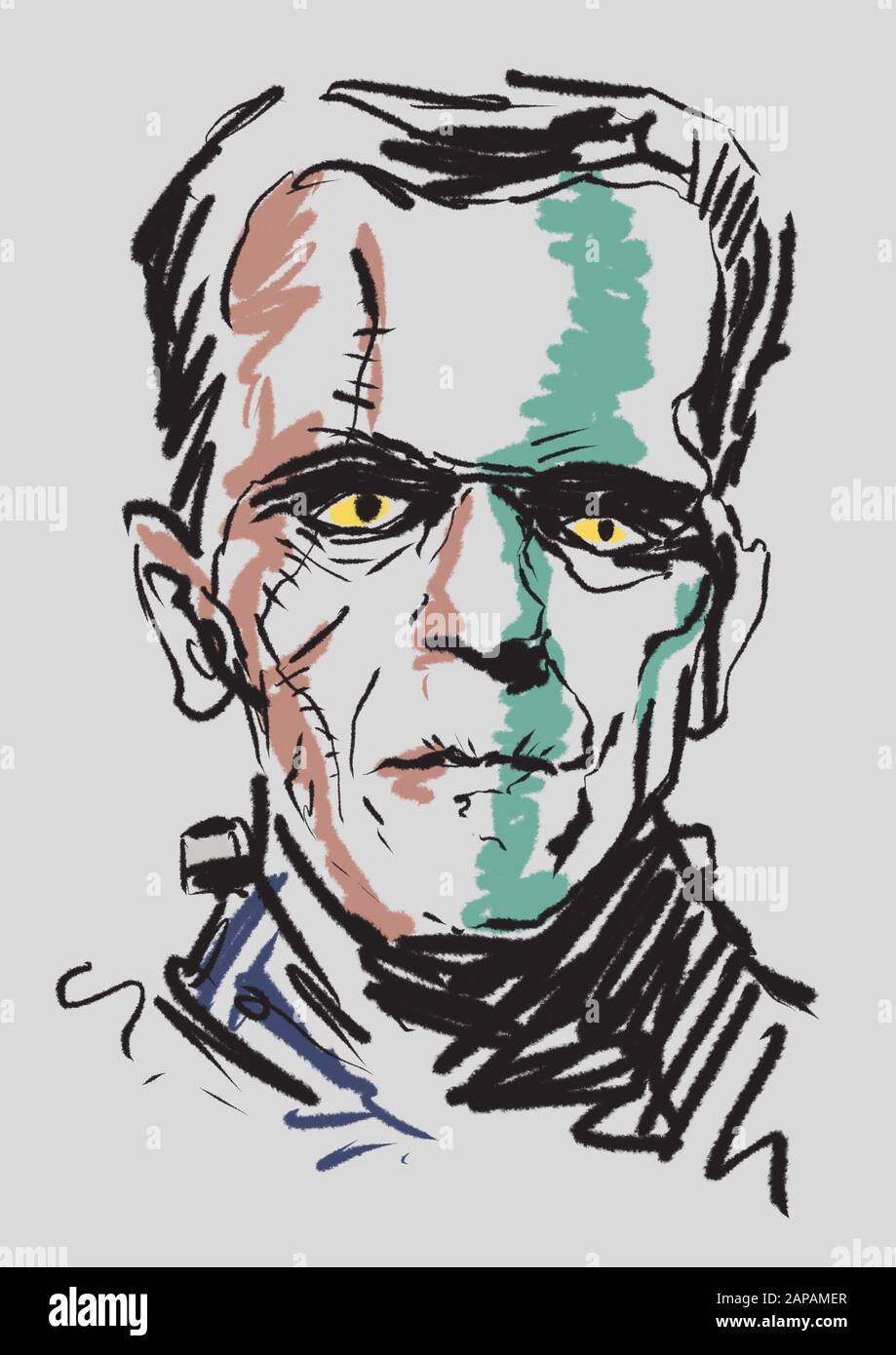 Frankenstein Illustration The Creature High Resolution Stock ...