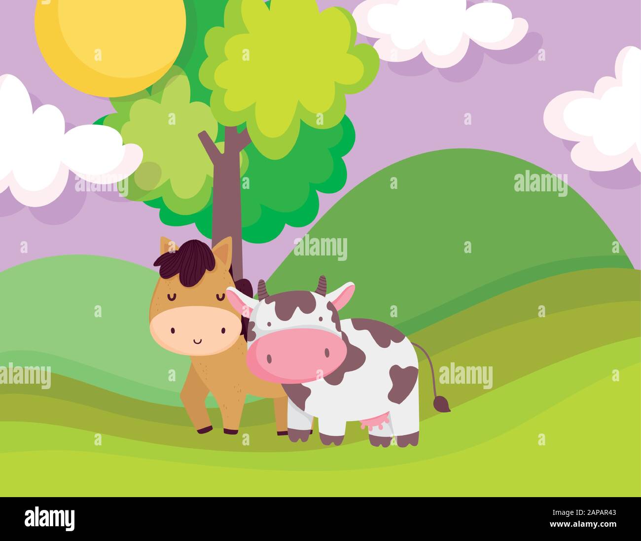Cow and hills Stock Vector Images - Alamy