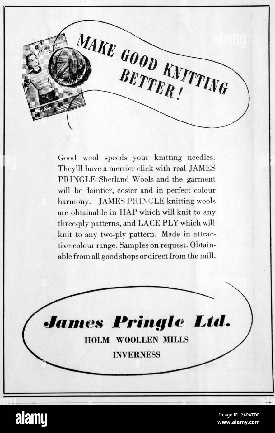 Advert in Country Life magazine 1951 James Pringle Ltd wool Stock Photo ...