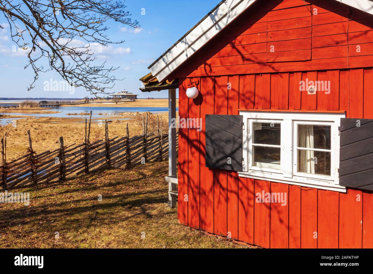 Swedish red cottage window hi-res stock photography and images - Alamy