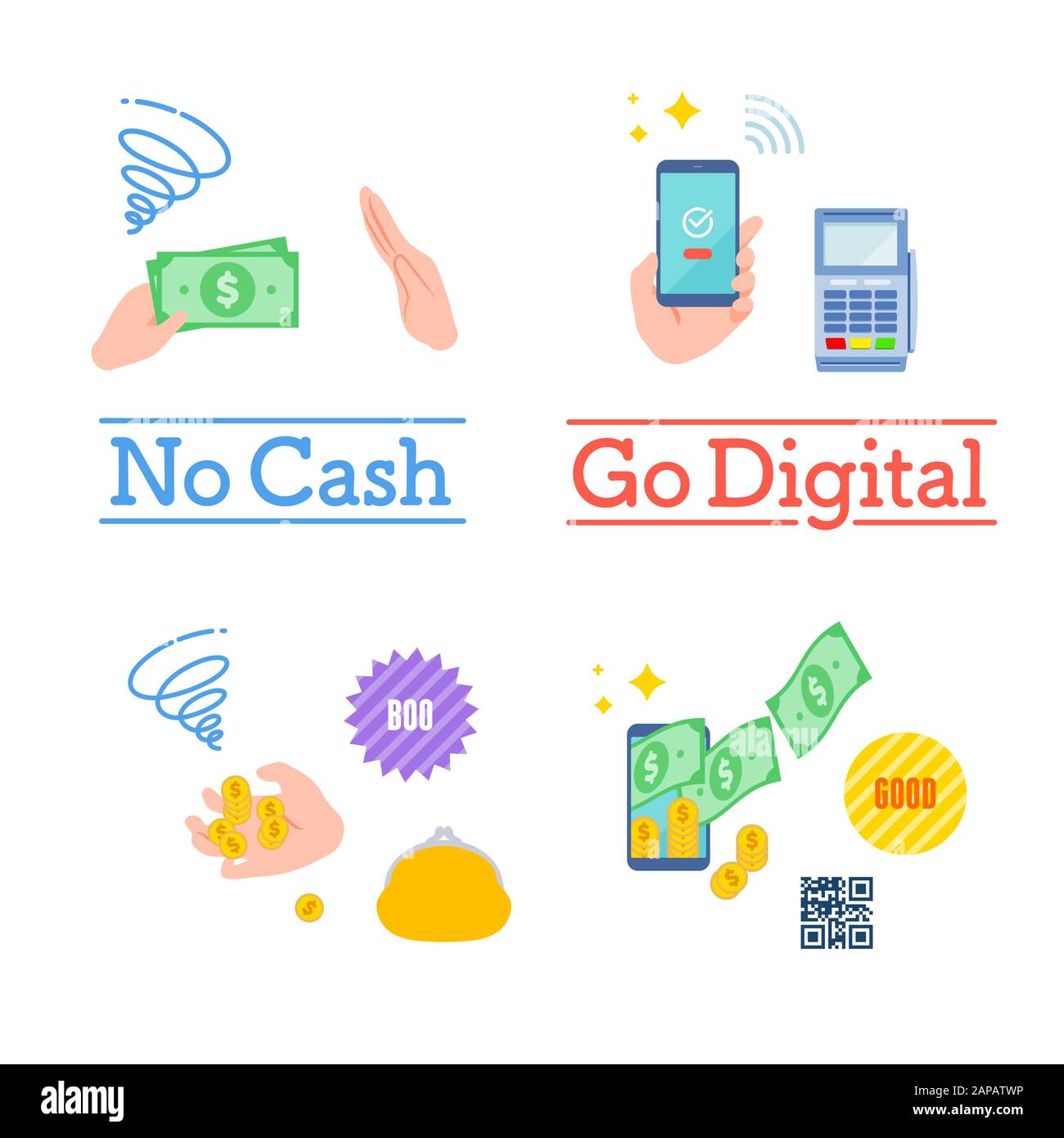 No cashless Stock Vector Images - Alamy