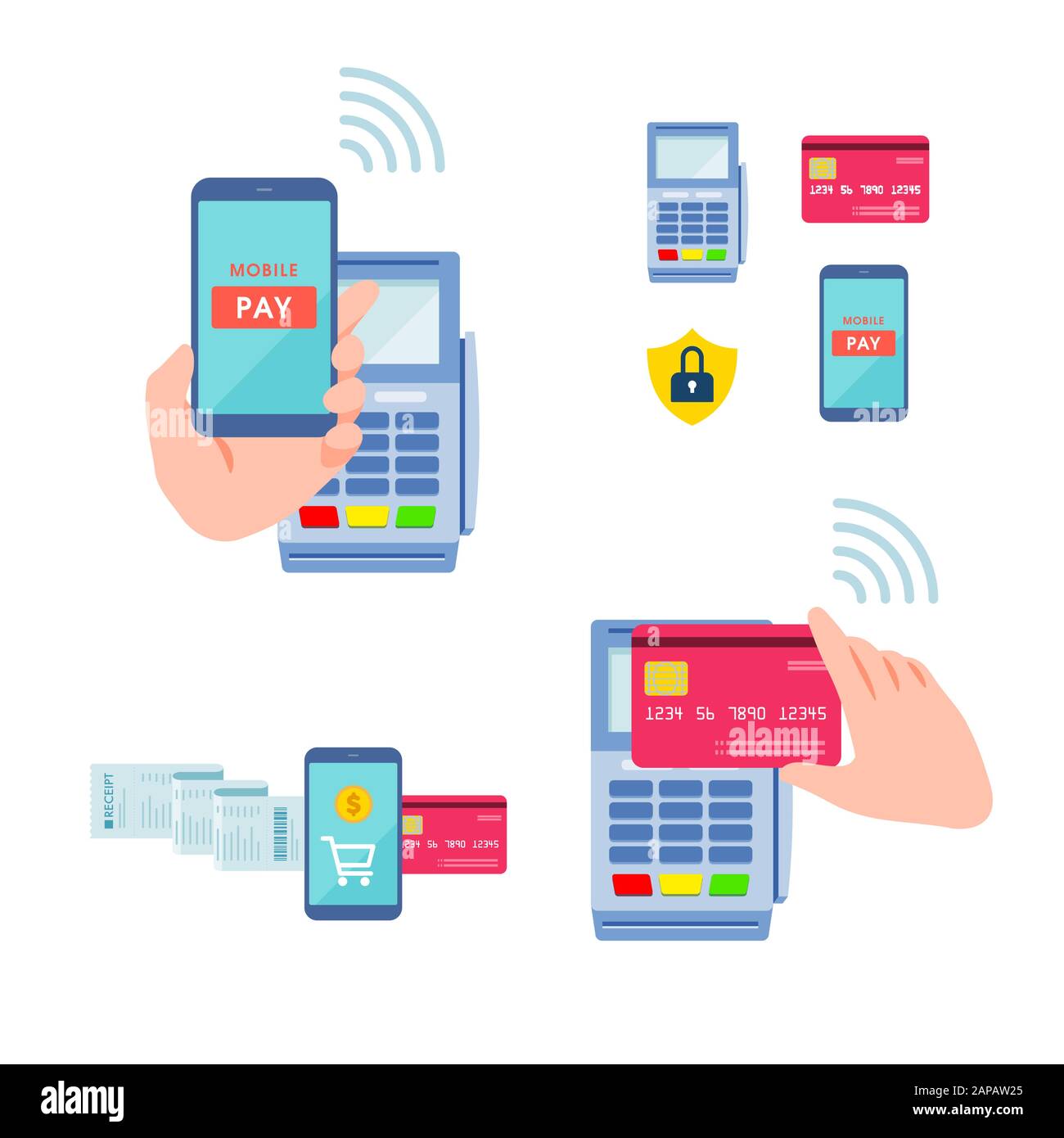 This is an illustration of paying a smartphone and a card over a credit ...