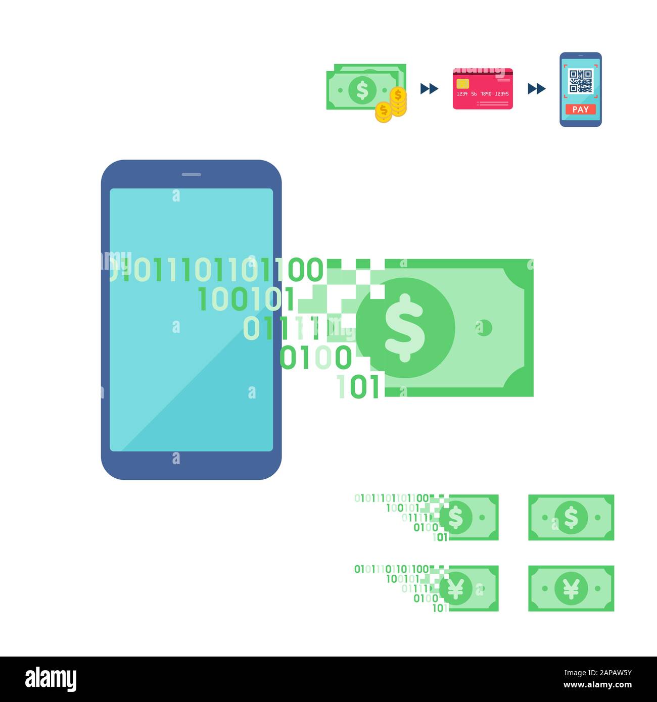 It is an illustration of an image where cash is converted into ...