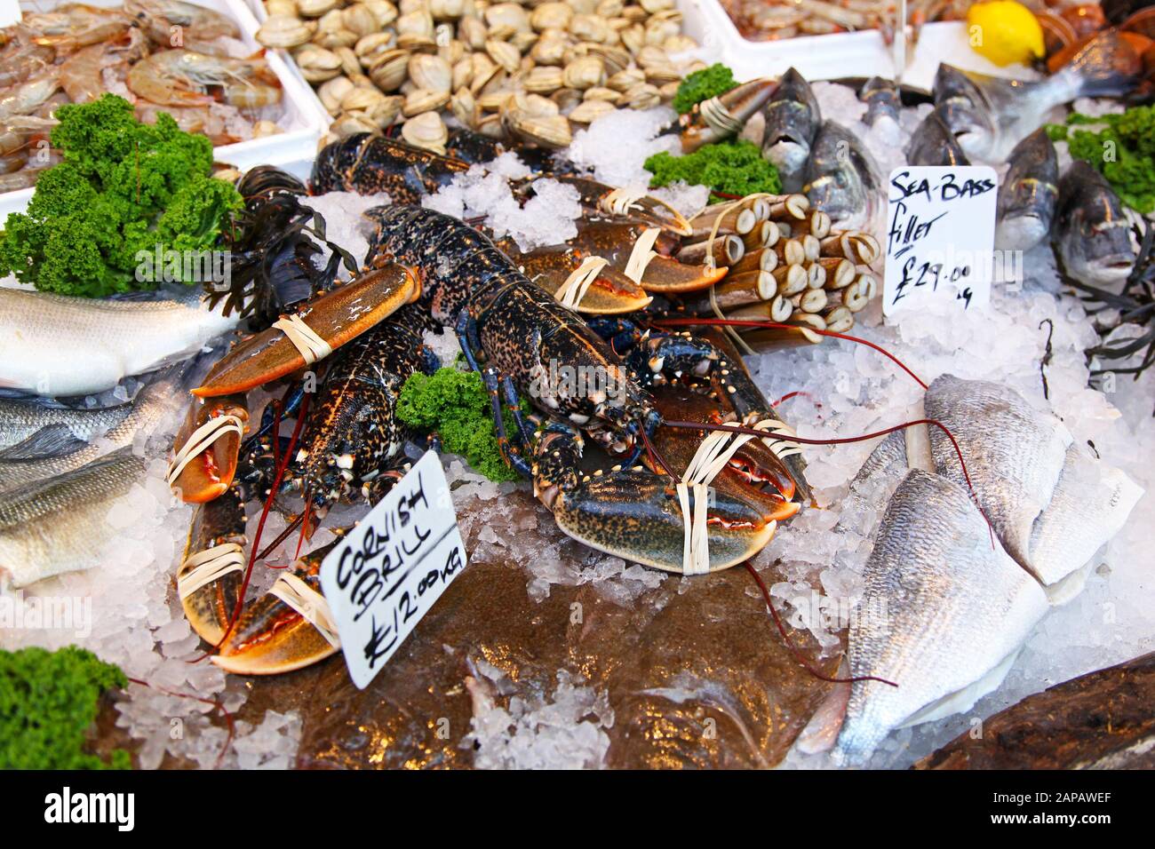 Fresh lobsters at fish market in London Stock Photo - Alamy