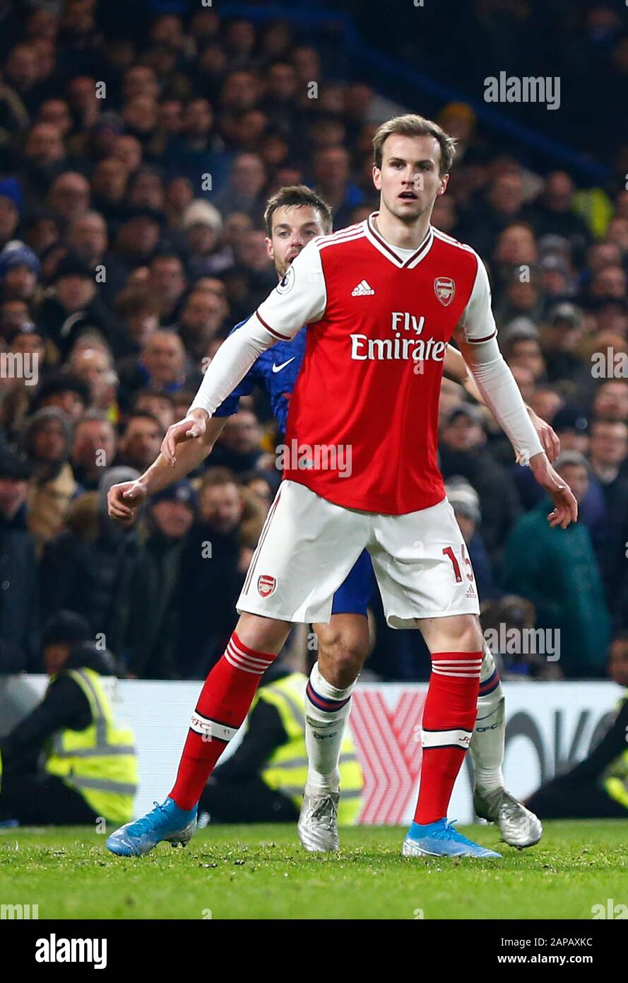 Rob Holding of Arsenal during English Premier League between Chelsea ...