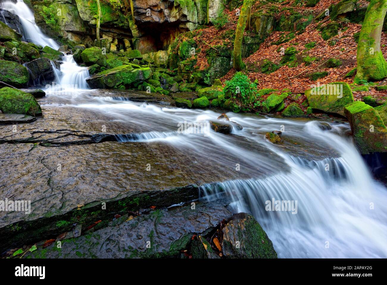 Lumsdale falls waterfall,Matlock,Derbyshire peak district,England ,UK ...