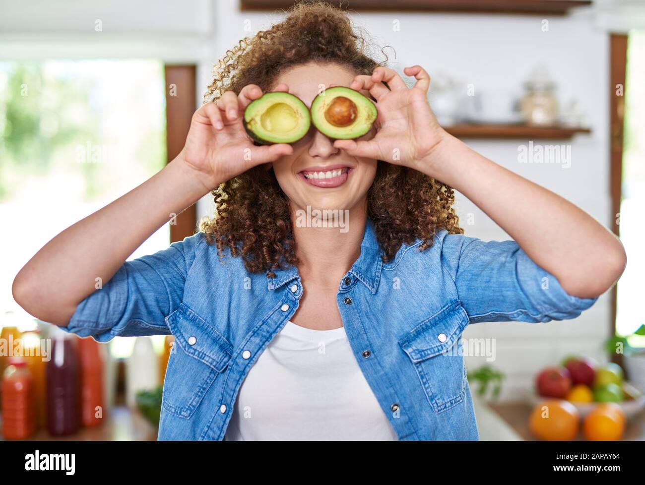 Funny face with avocado eyes Stock Photo - Alamy