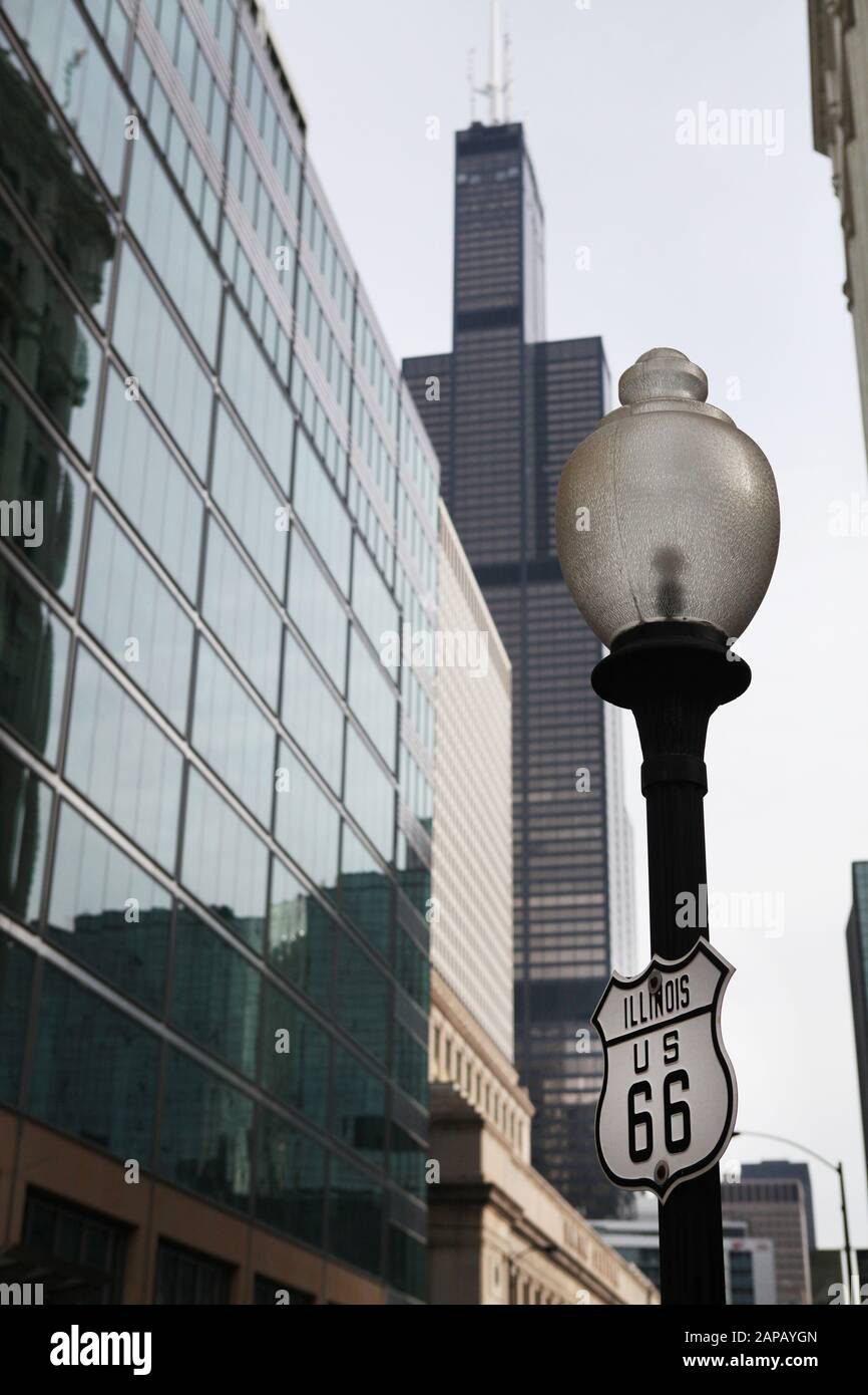 start of Route 66, Chicago Stock Photo - Alamy
