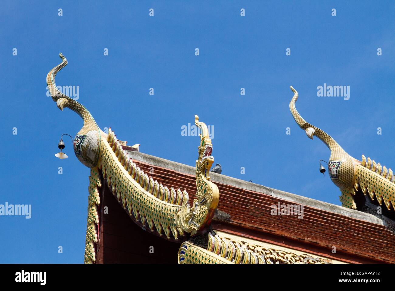Chiang Mai, Wat Muen Lan temple roof decorations Thailand Stock Photo ...