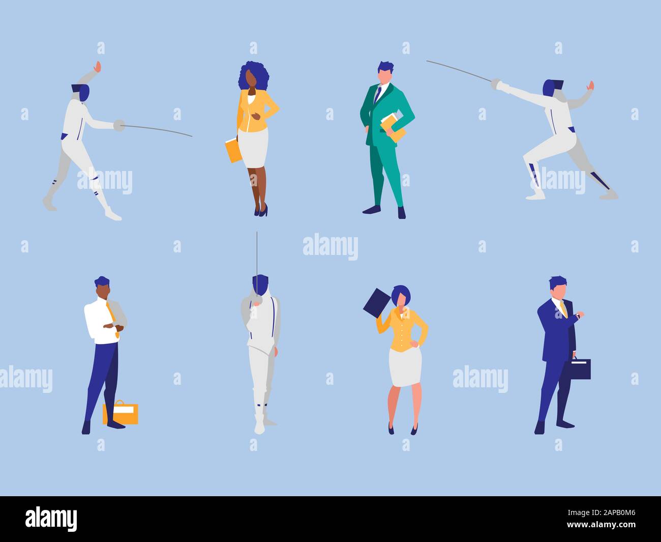 Set of women and men design, Workers actions working occupation jobs ...