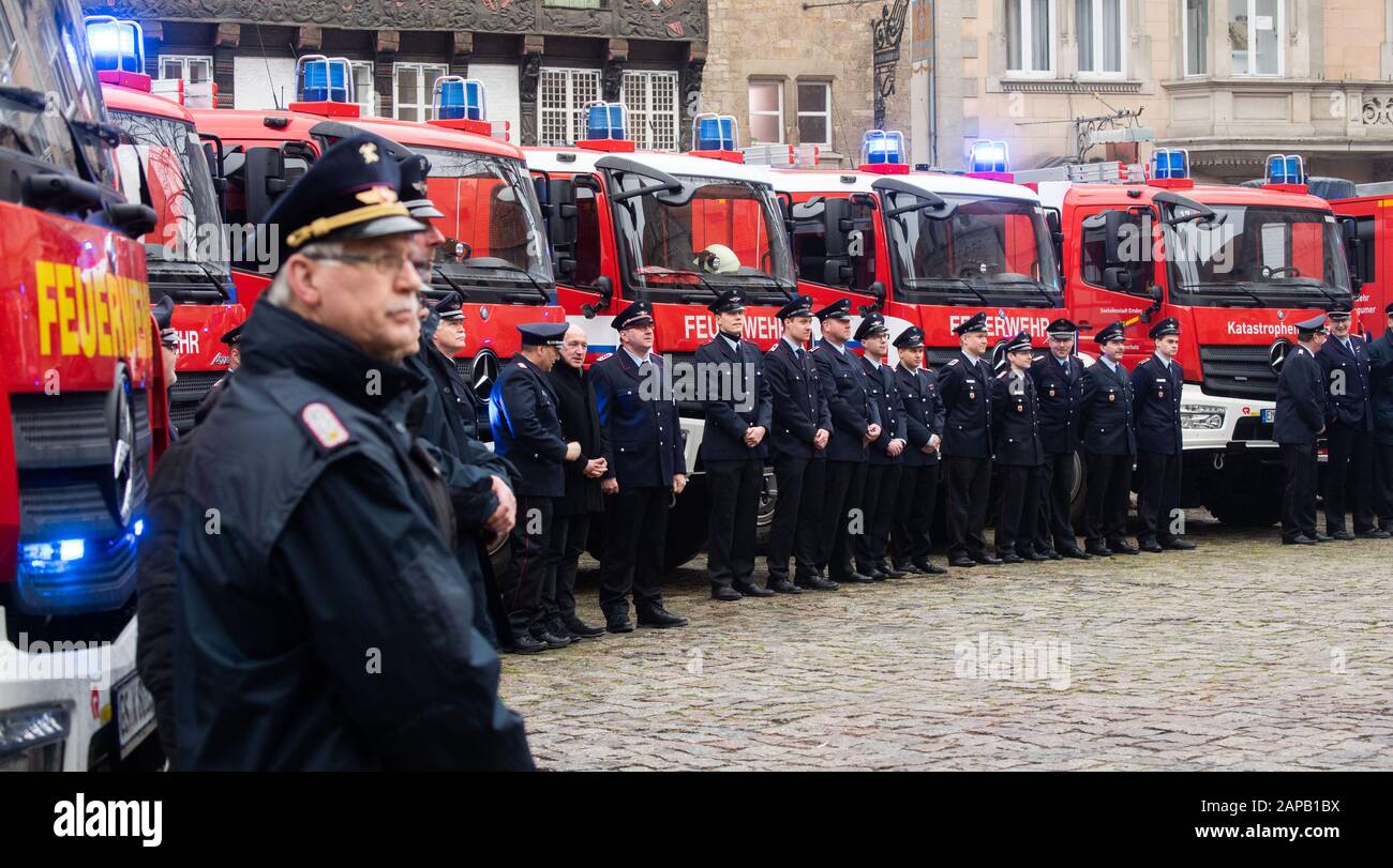 Brunswick, Germany. 22nd Jan, 2020. New fire engines of the fire ...