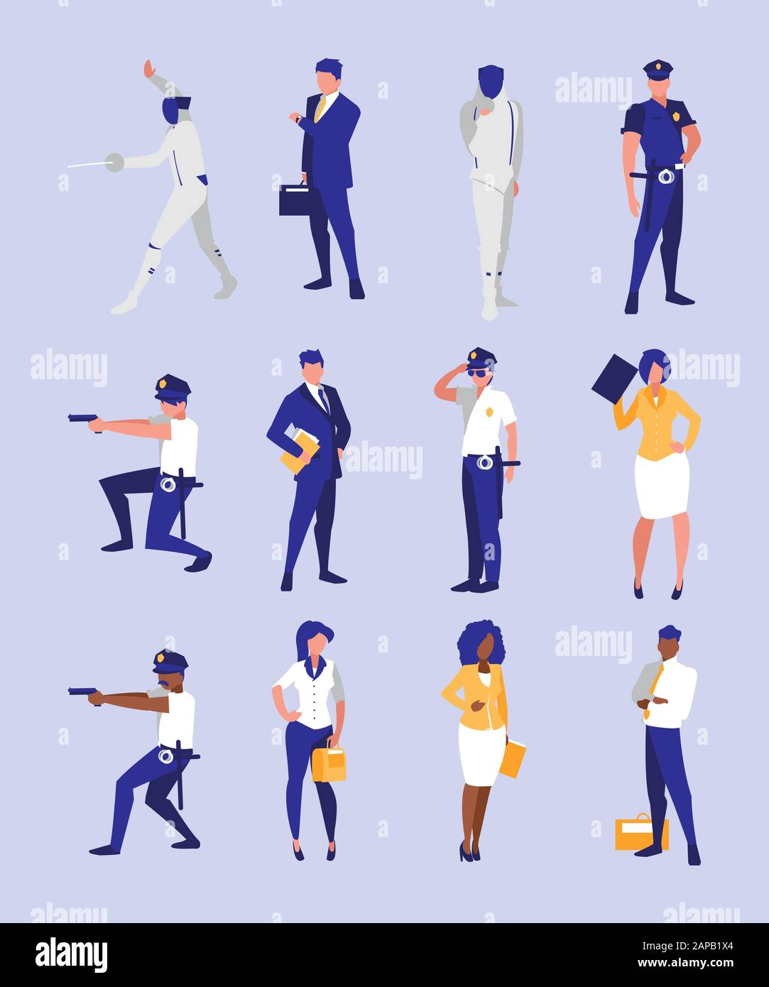 Set of women and men design, Workers actions working occupation jobs ...