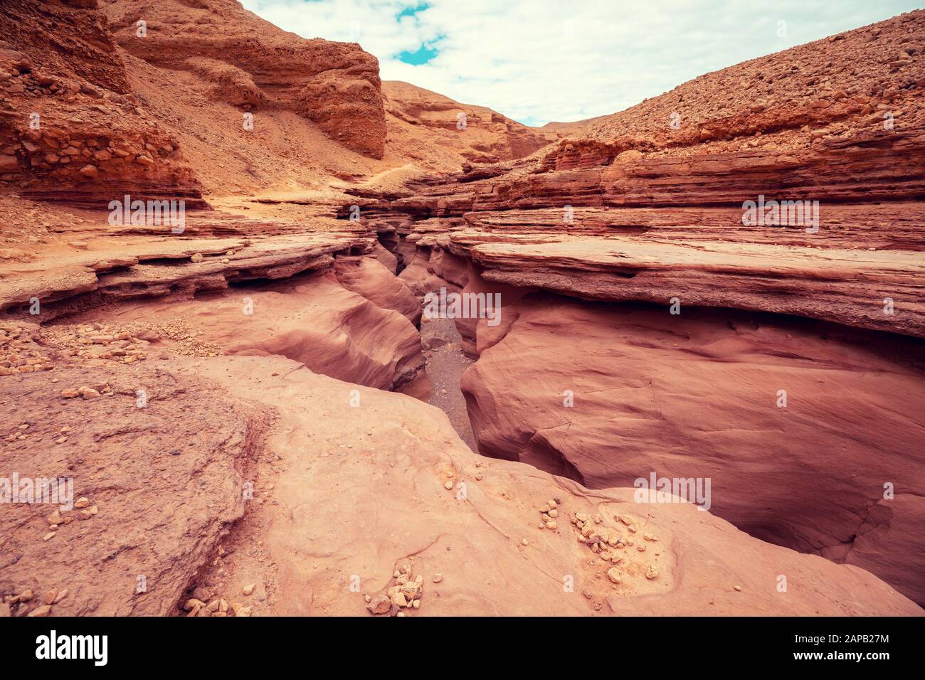 Dry riverbed. Desert nature landscape. Stone texture. Abstract natural ...