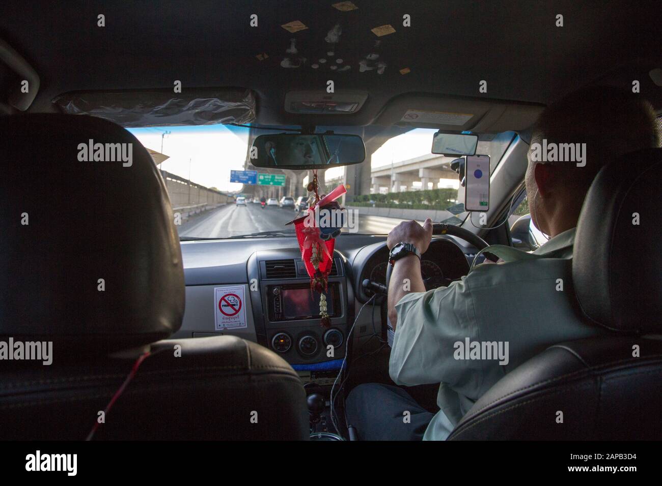 Taxi driver, interior Thailand Bangkok Stock Photo - Alamy