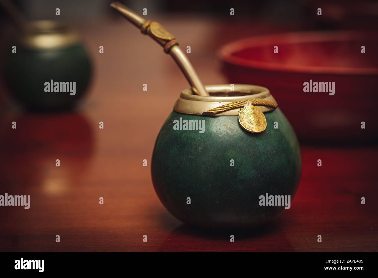 The traditional Bombilla for Yerba Mate drink in Latin America Stock ...