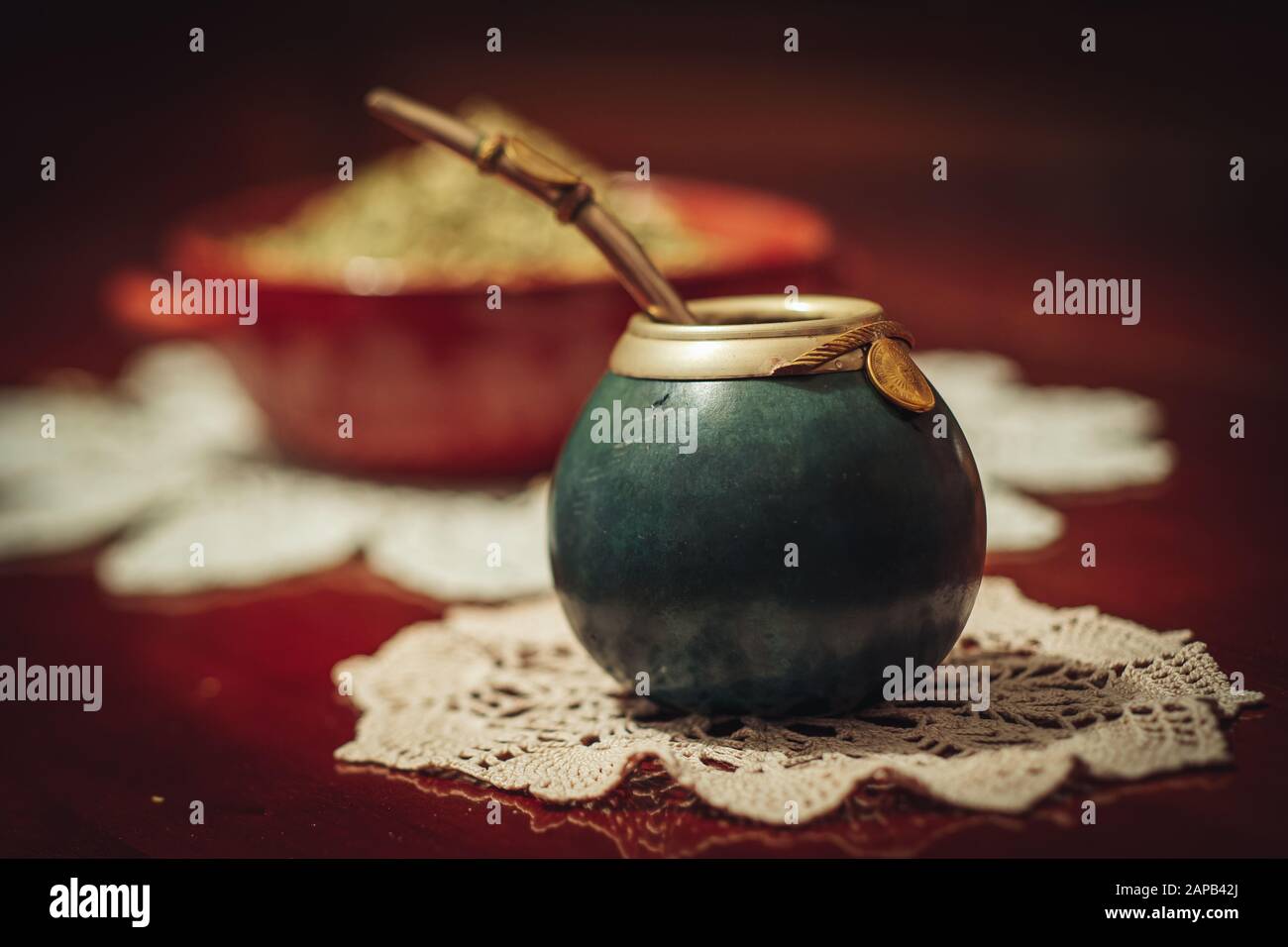 The traditional Bombilla for Yerba Mate drink in Latin America Stock ...