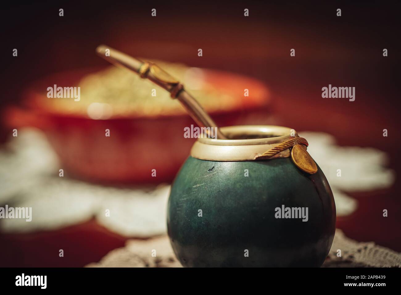 The traditional Bombilla for Yerba Mate drink in Latin America Stock ...