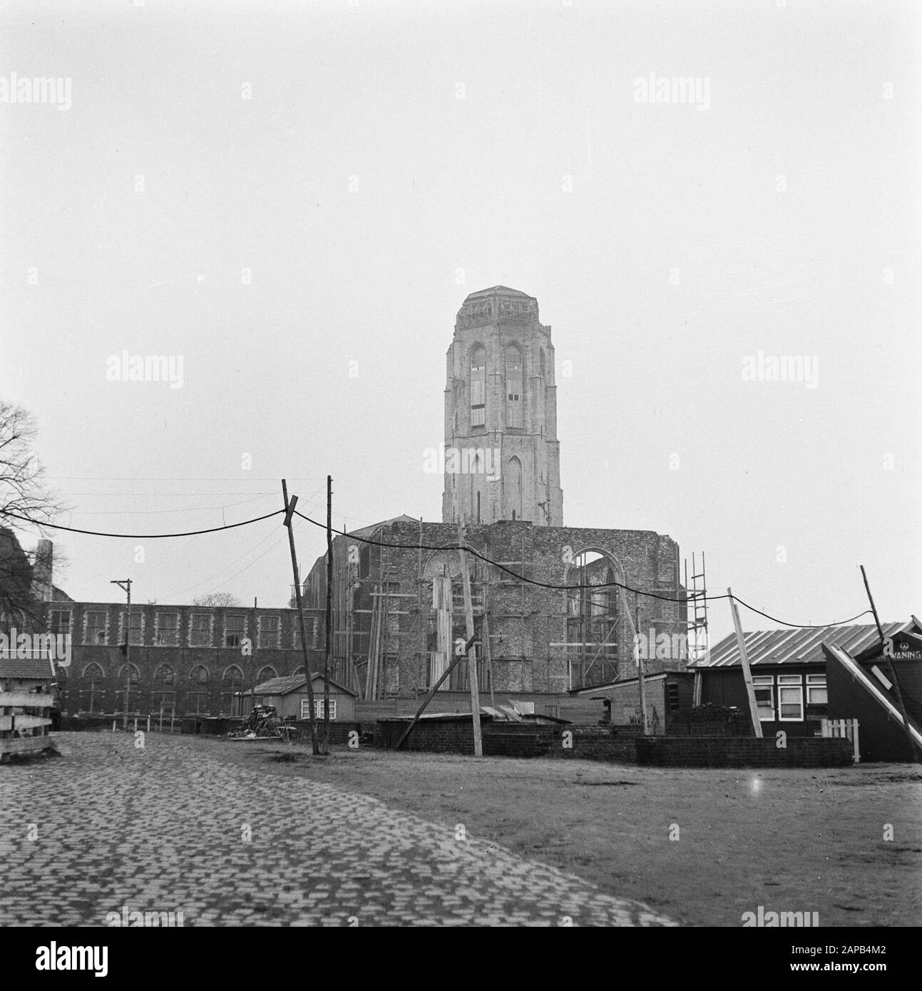 Devastations: Middelburg Description: The severely damaged Abbey Church ...