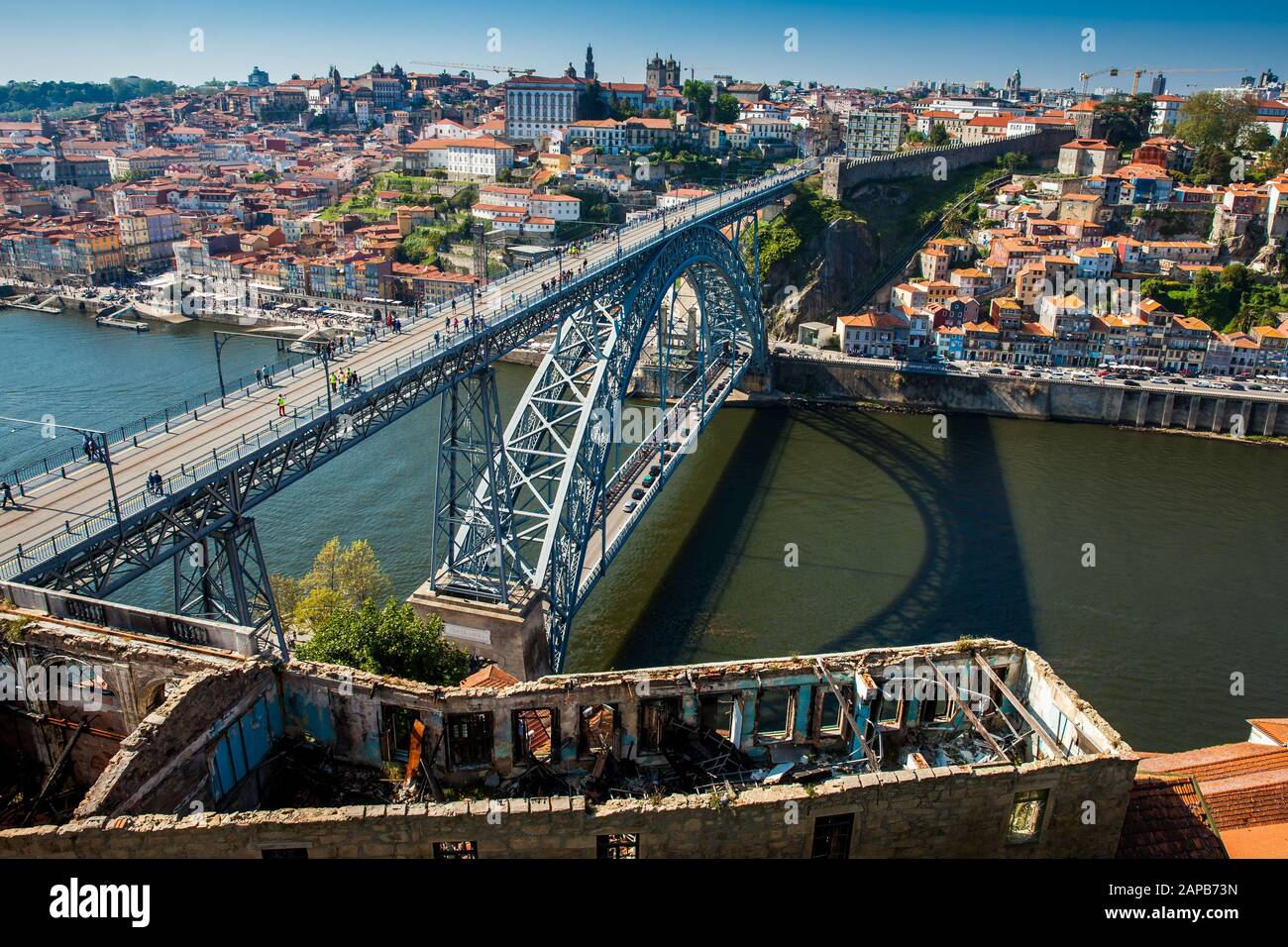 OPORTO, PORTUGAL - MAY, 2018: View of Porto city and the Dom Luis I ...