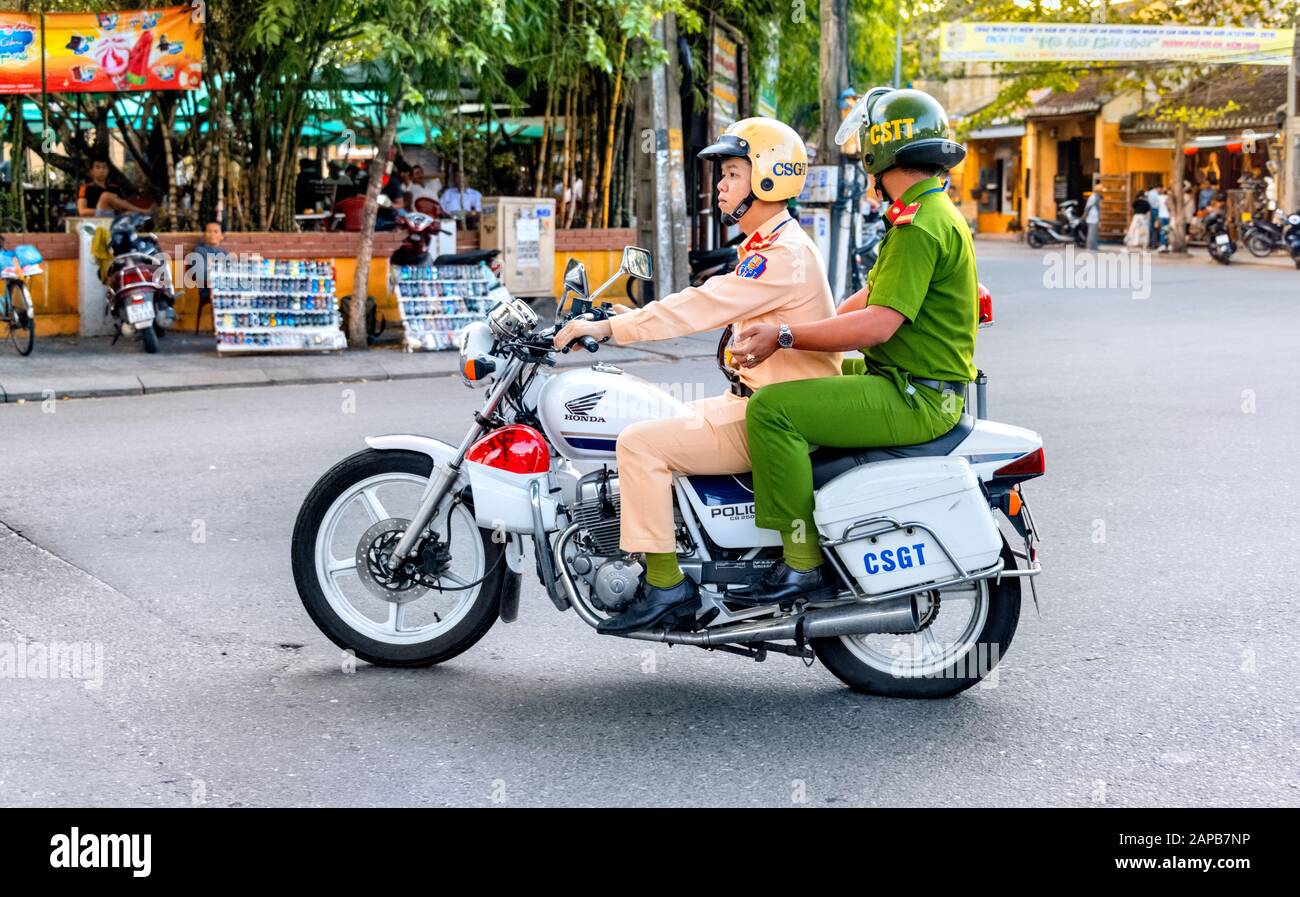 Vietnamese Traffic Police = CSGT on motorcycle, Hoi An, Vietnam Stock ...