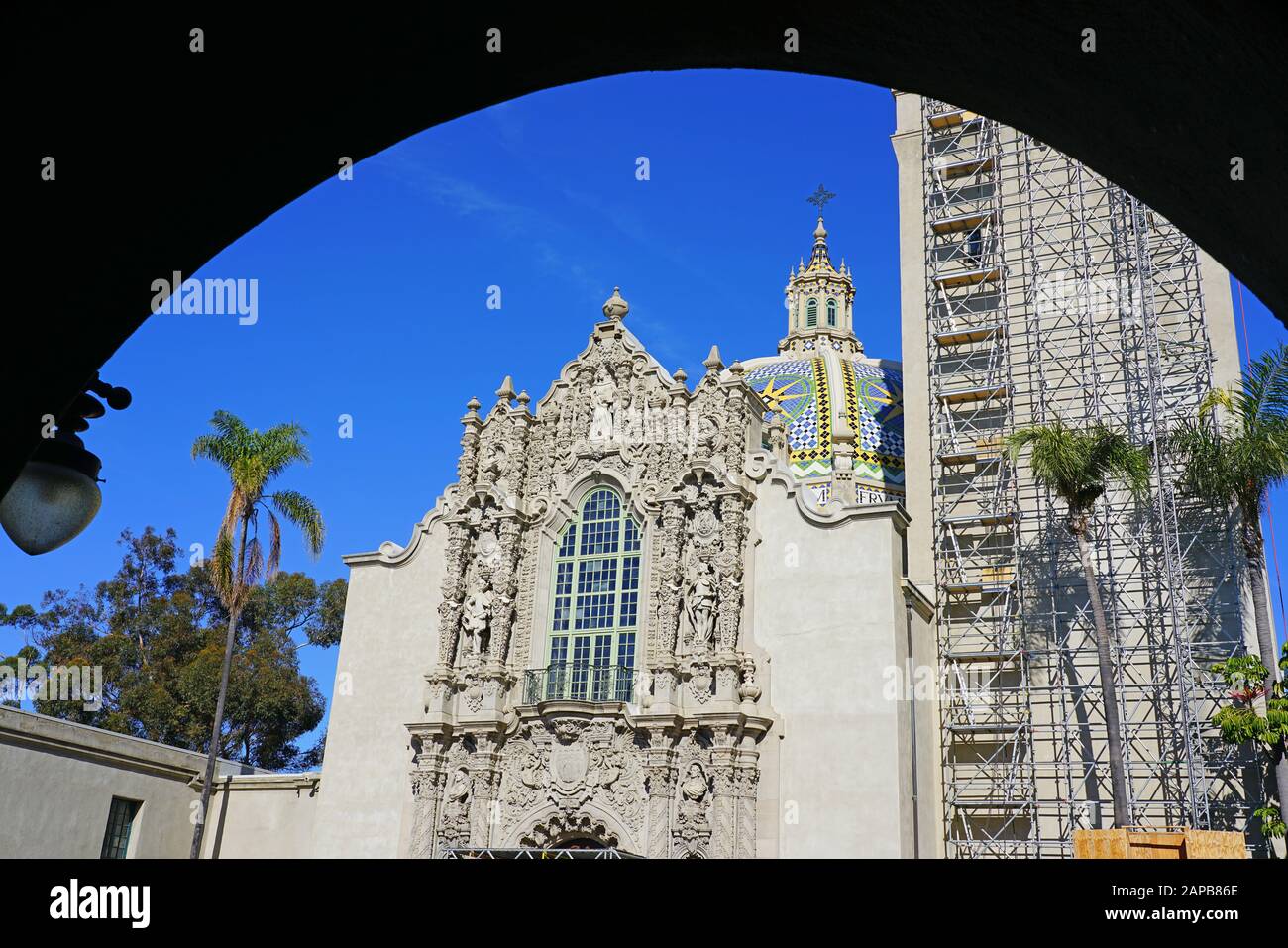SAN DIEGO, CA -5 JAN 2020- View of seismic retrofit construction on the ...