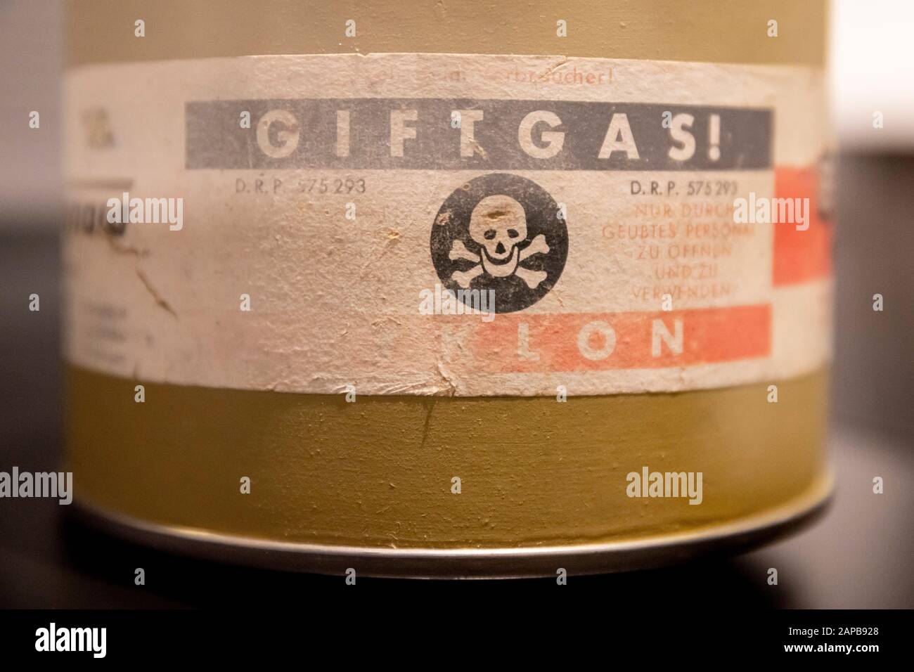 Berlin, Germany. 22nd Jan, 2020. A container for the pesticide Zyklon B ...