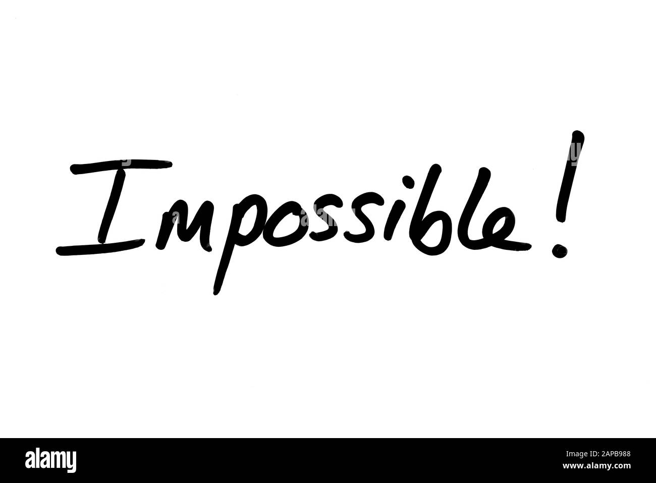 Impossible! handwritten on a white background Stock Photo - Alamy