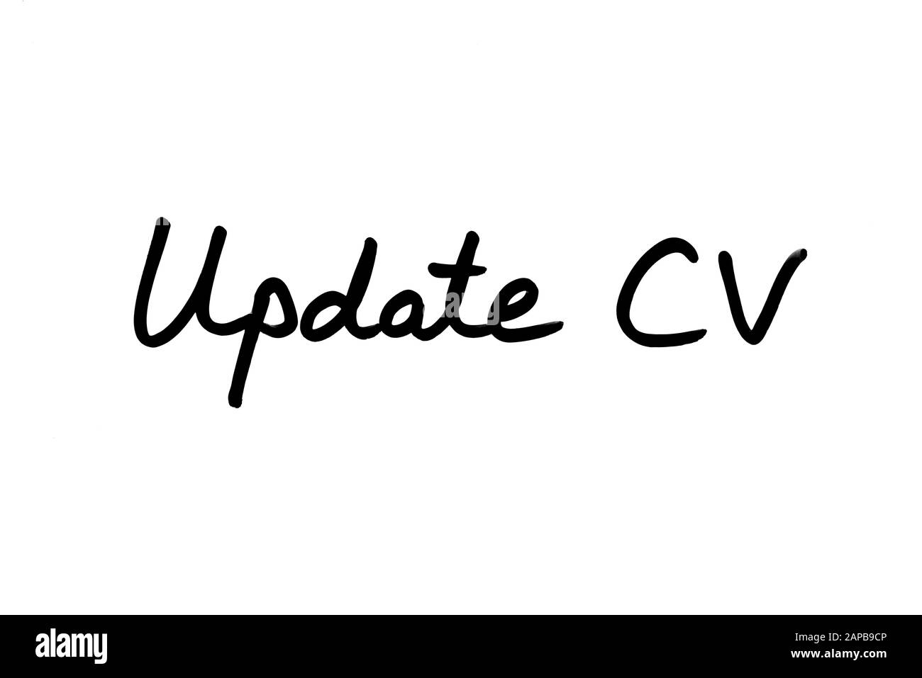 Update CV handwritten on a white background Stock Photo - Alamy