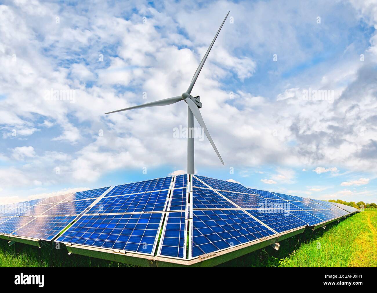 solar energy panels and wind turbine Stock Photo - Alamy