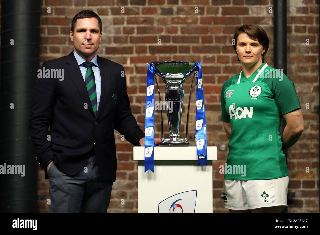 Ireland coach Adam Griggs (left) and Ciara Griffin pose with the Six ...