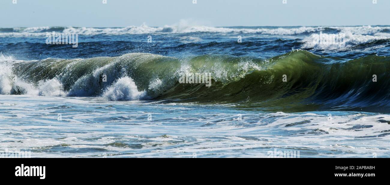 Very rough and blue Atlantic Ocean off of the coast of Long Island New ...