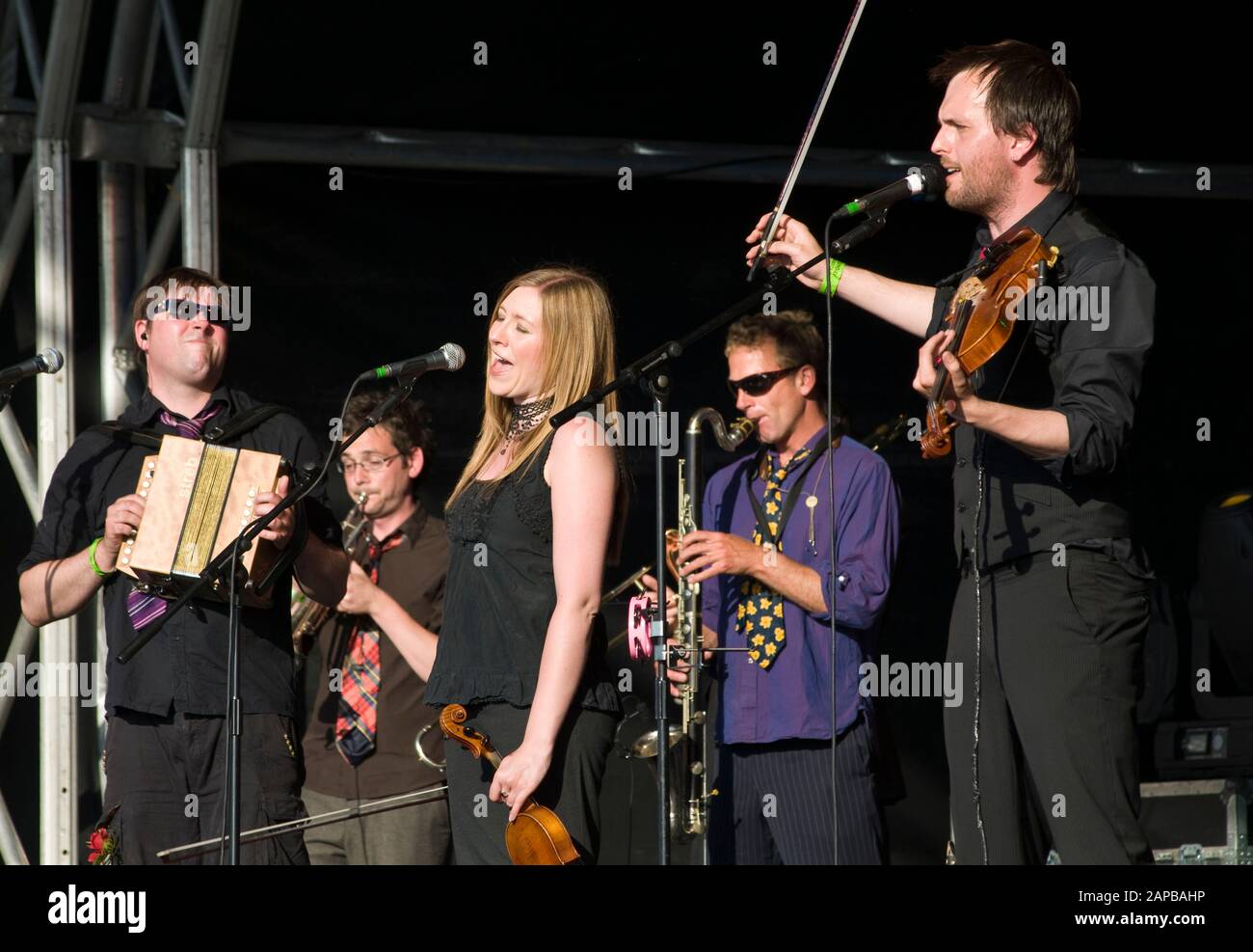 Bellowhead performing at the Wychwood Festival, UK, May 31, 2009 Stock ...
