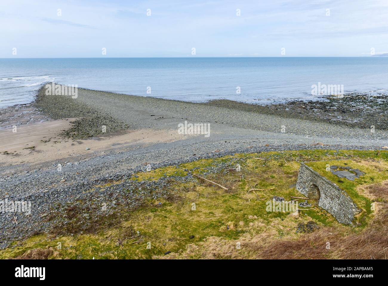 Sarn Wallog, in Welsh called Sarn Gynfelyn stretches out into Cardigan ...