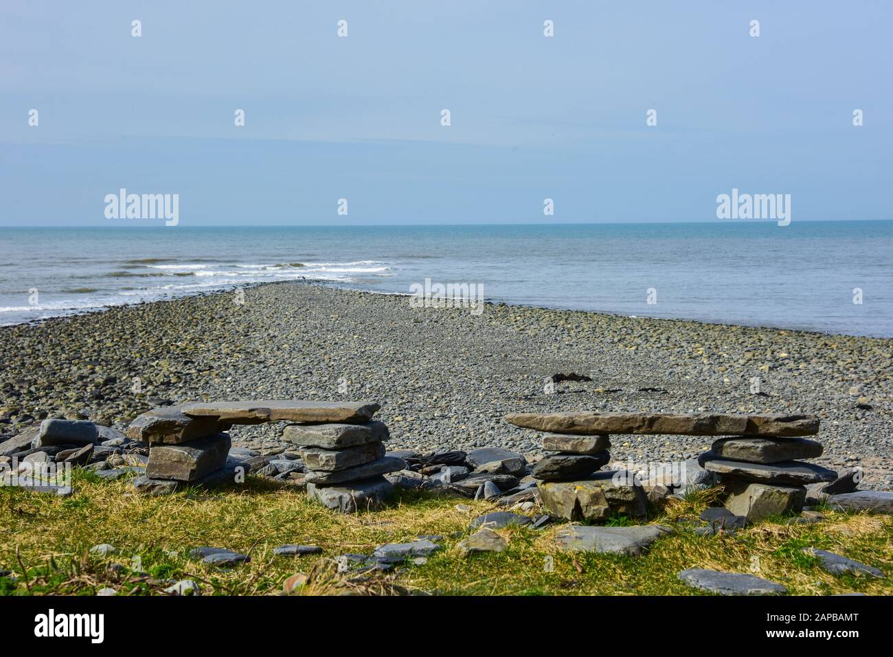 Sarn Wallog, in Welsh called Sarn Gynfelyn stretches out into Cardigan ...