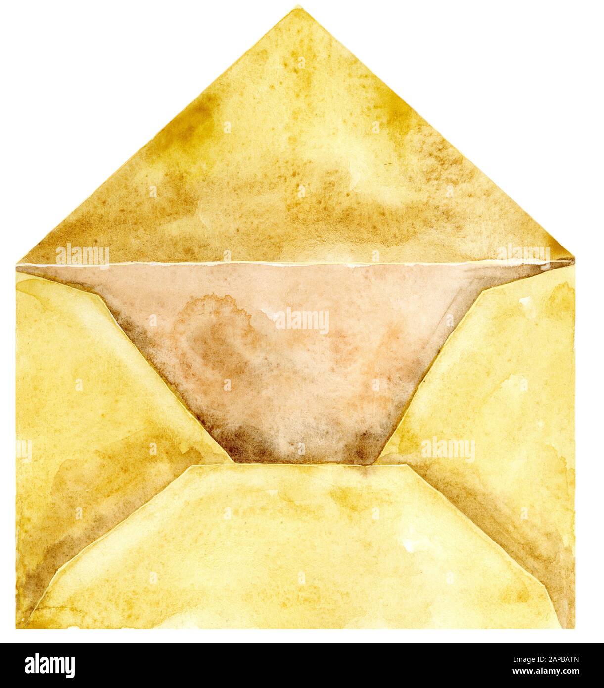 Watercolor open retro envelope. Hand painted design element Stock Photo ...