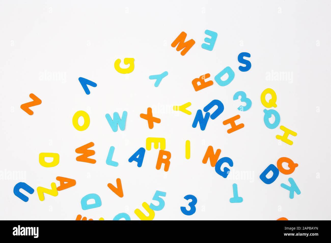 Colorful letters on white background, learning or study concept Stock ...