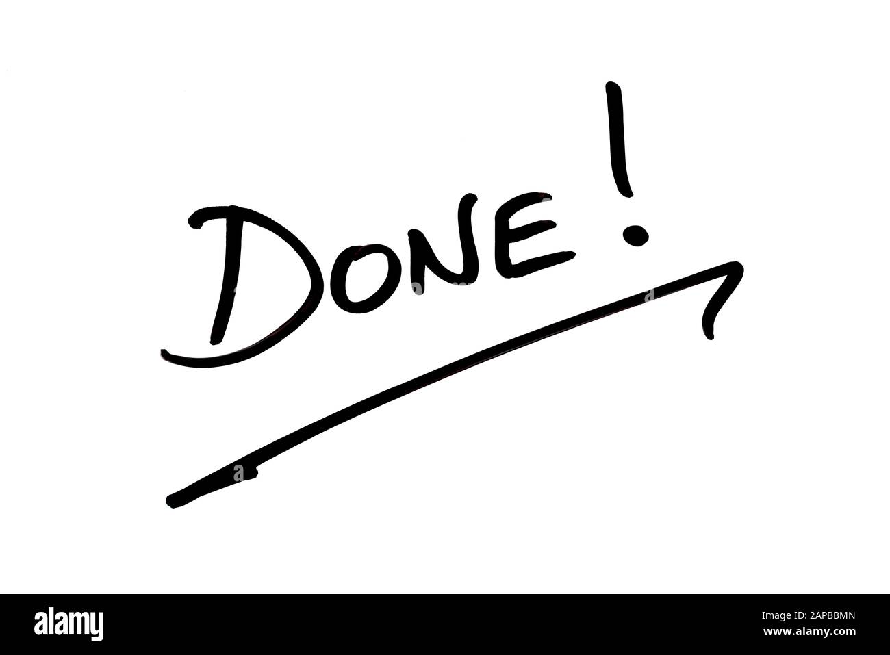 Done! handwritten on a white background Stock Photo - Alamy