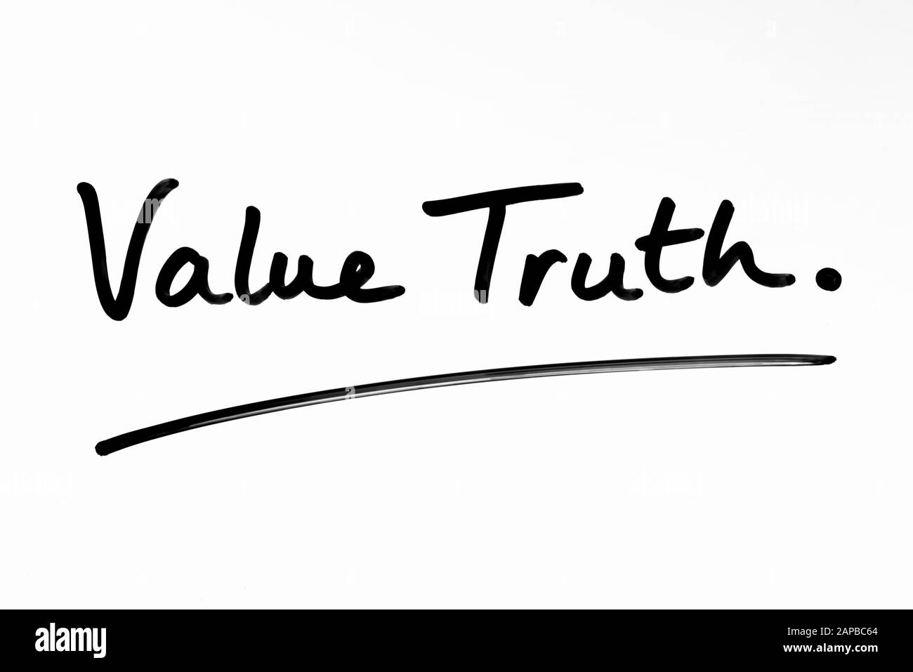Value Truth handwritten on a white background Stock Photo - Alamy