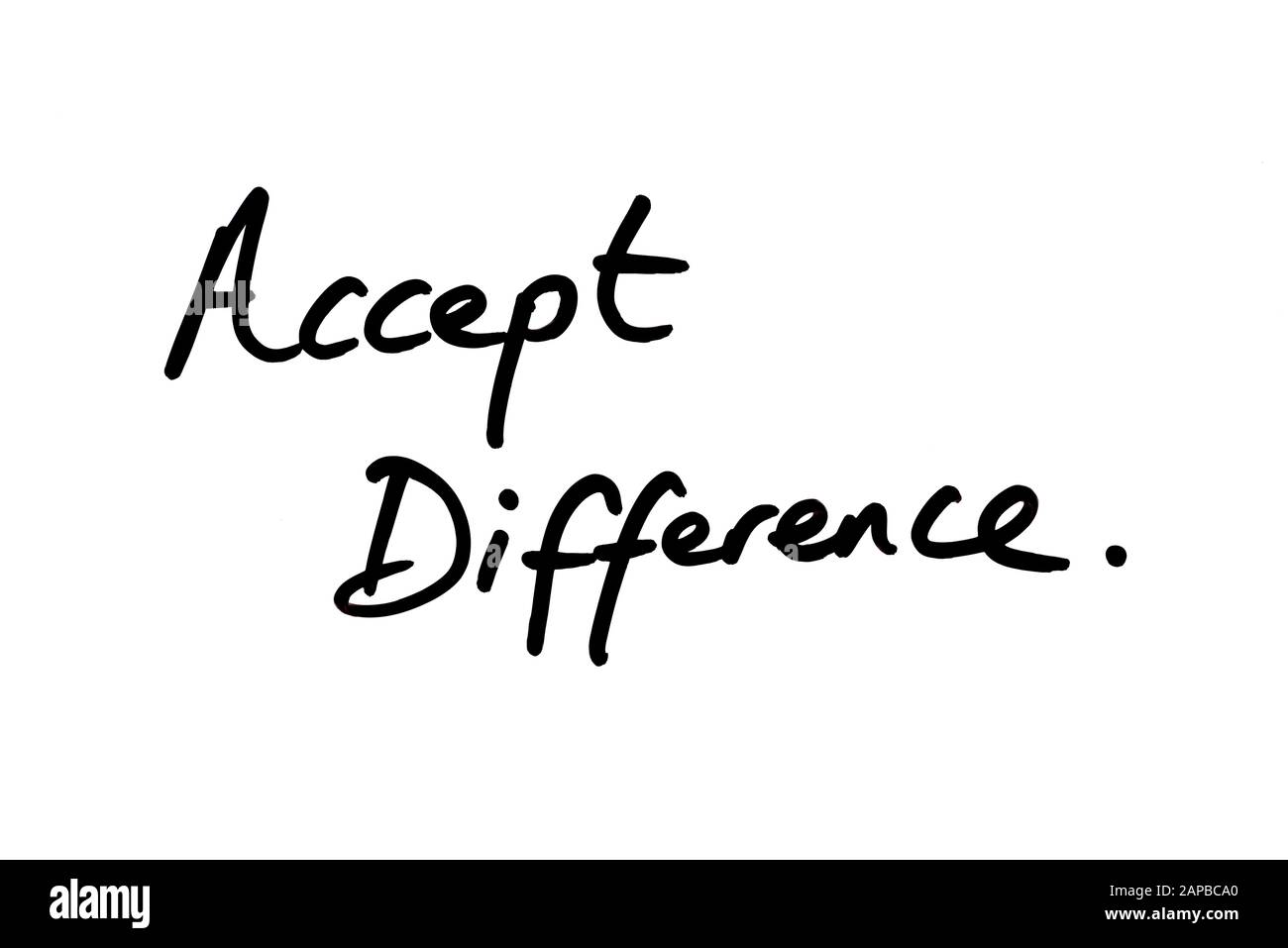 Accept Difference handwritten on a white background Stock Photo - Alamy