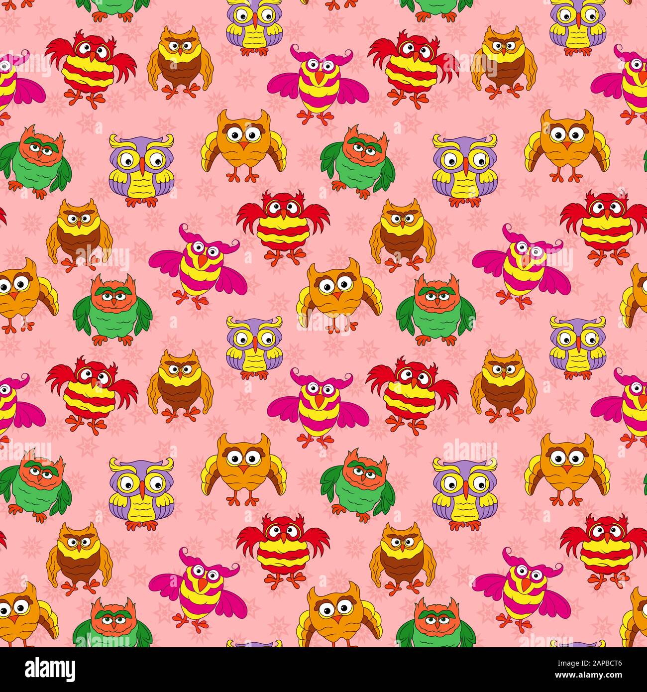 Seamless texture with various cartoon owls for children decoration on ...