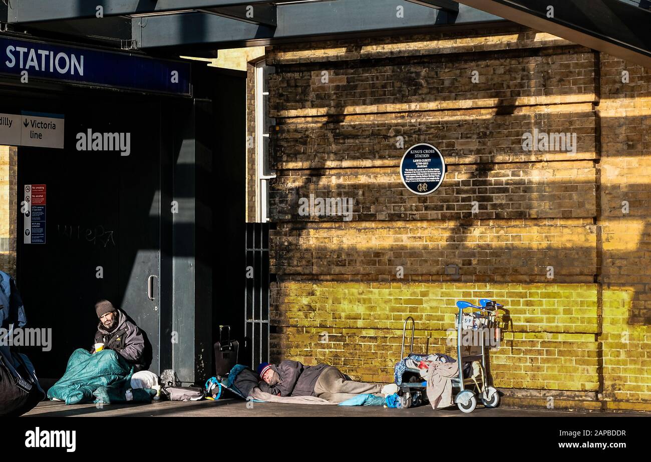 London 21st December 2020: Old Homeless man lays asleep with his ...