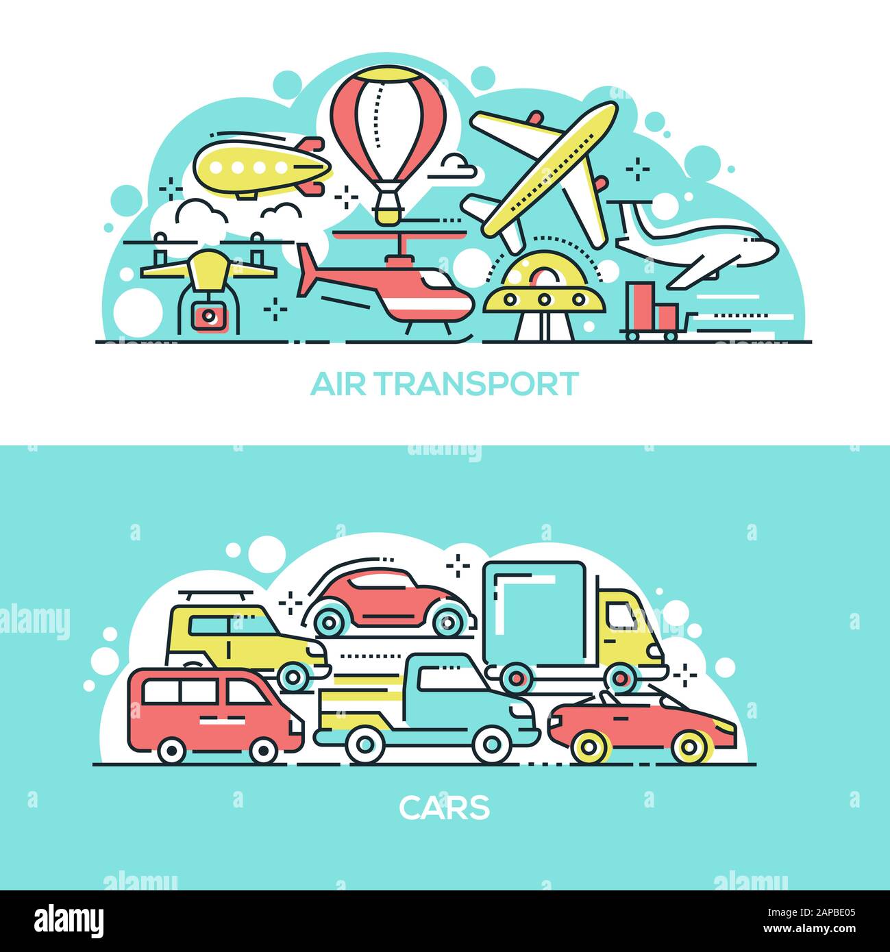 Air transport and cars banner templates set Stock Vector Image & Art ...