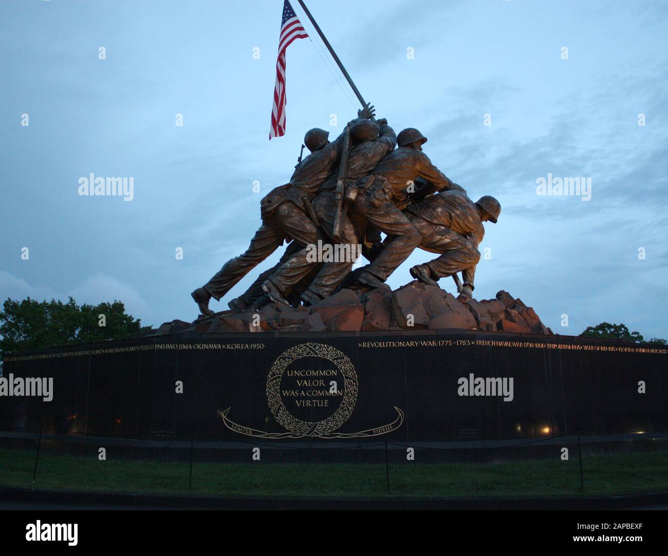 Close up of the bronze sculptures of the marines on the United States ...