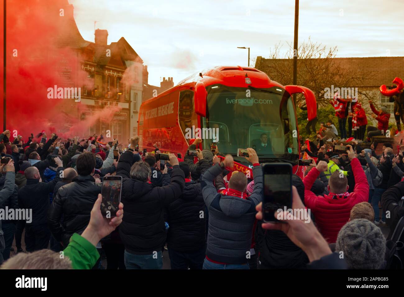 LFC fans give the team coach a fantastic reception as they arrive for ...